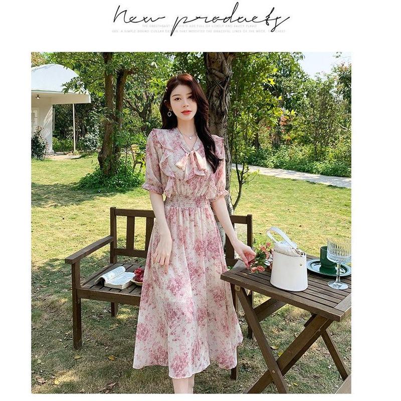 Gaun Bunga Sifon Salji, Rekaan Terkini Lembut Casual Chiffon - TikTok ...