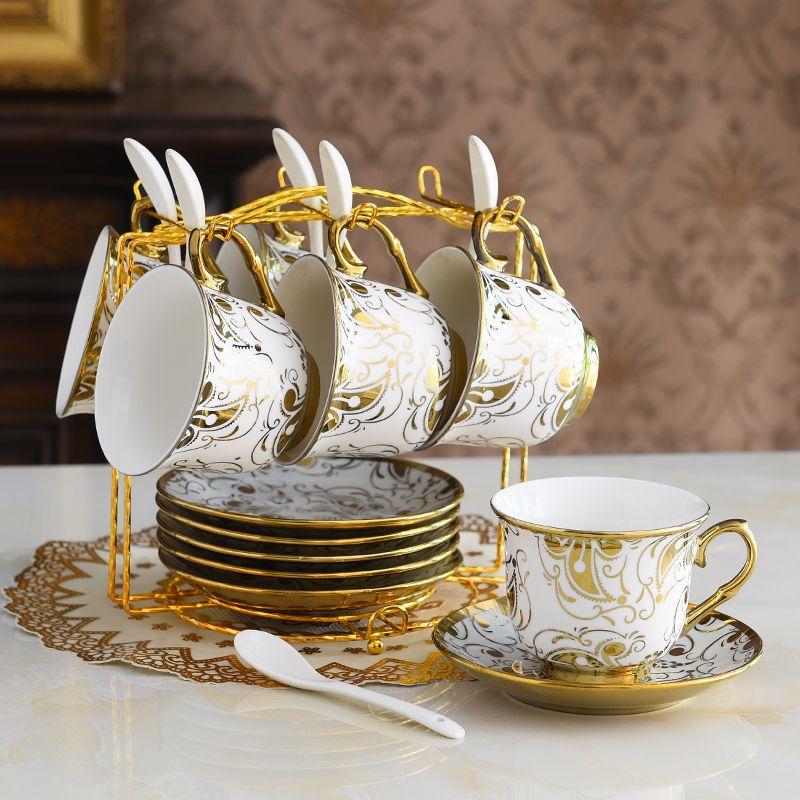 Set Cawan Kopi, Gaya British, Cawan Teh Hitam, Cawan Air Seramik ...