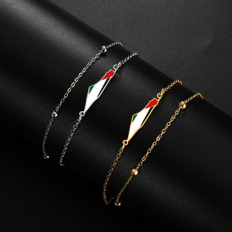 Kalung Manik Dua Lapisan, dengan Reka Bentuk Peta Palestin, Gelang ...