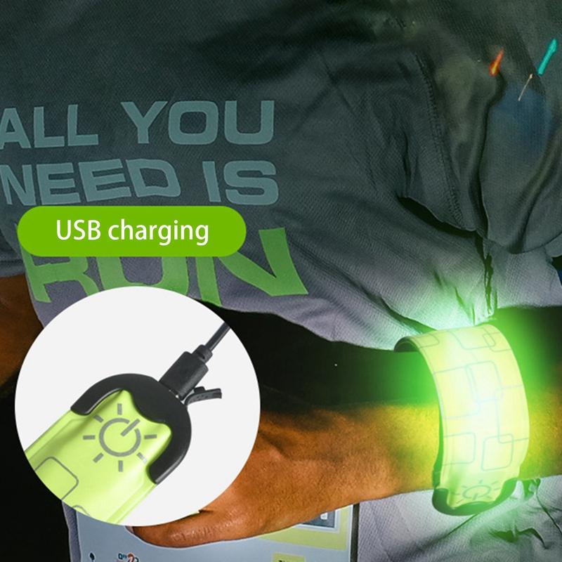 USB rechargeable luminous voltage snap lap LED bracelet arm with ...