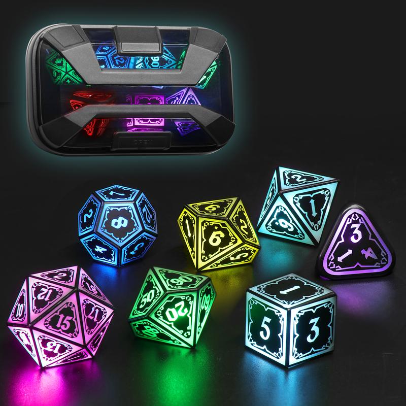 LED Dice Set For DND RGB Astral Shard Polyhedral Dice with Charging ...