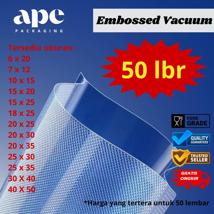 Jual 50 pcs Plastik Vakum Makanan Frozen Embos Plastic Vacuum Frozen ...