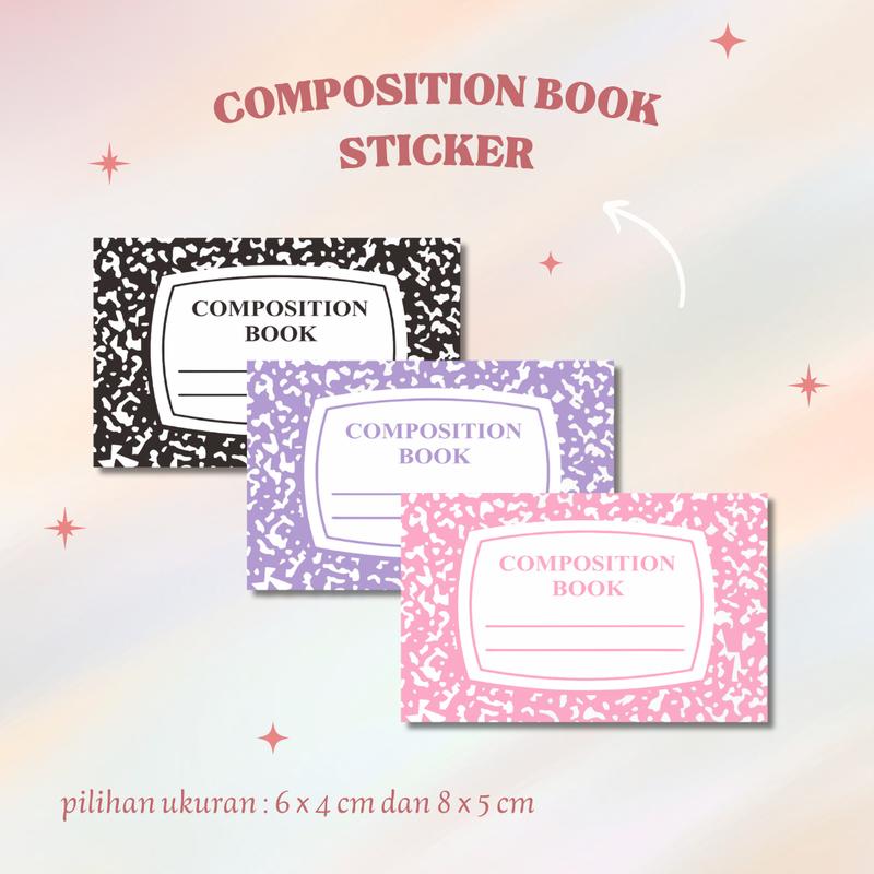 COMPOSITION STICKER ISI 12 || Label Buku || Stiker Nama || Aesthetic ...