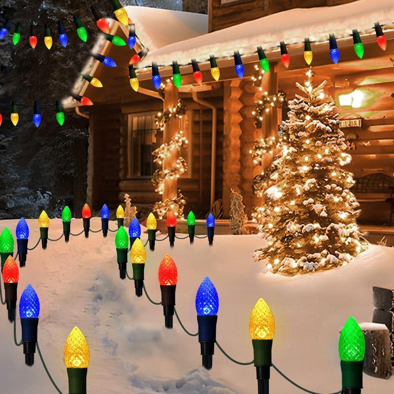 Newest Solar Christmas Pathway Lights Outdoor 20 LED C9 Christmas Lights with 20 Stakes 23FT So
