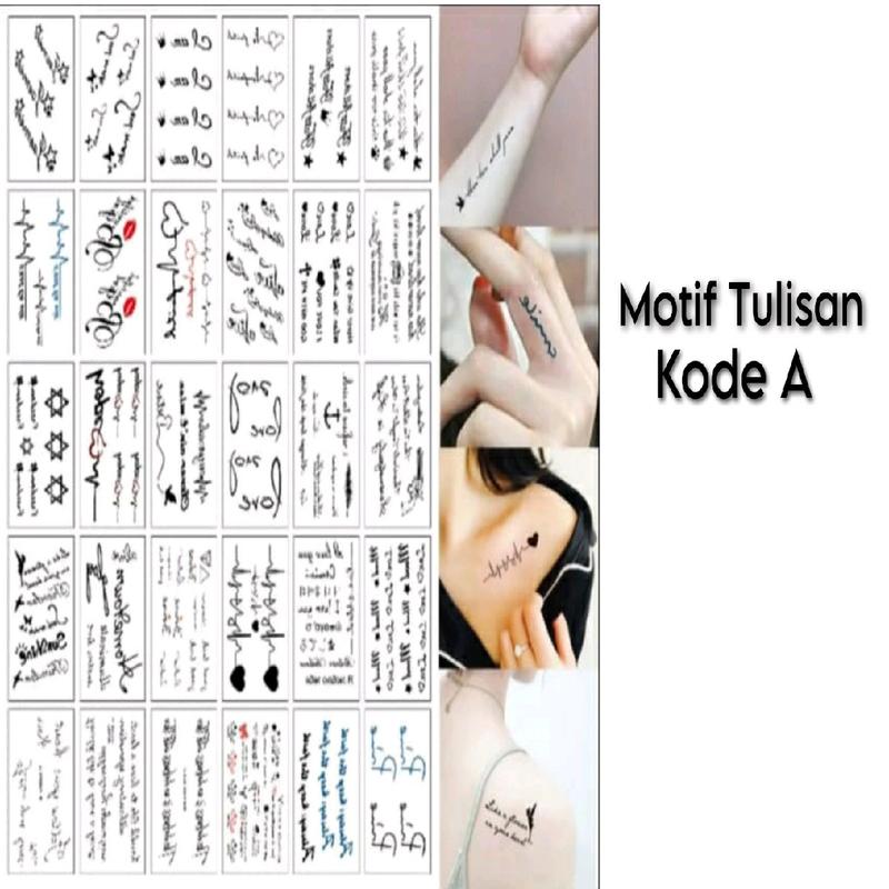 Stiker Temporer Kecil Model tulisan kode A Temporary - Shop | Tokopedia