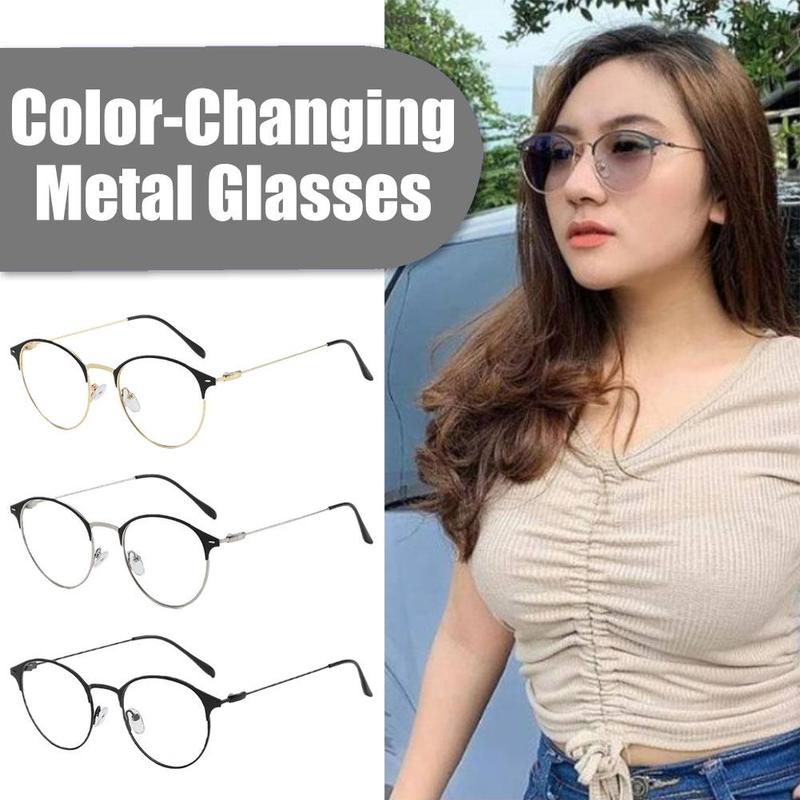 Color Changing Glasses Metal Frame Retro Anti Blue Light Fla - TikTok ...