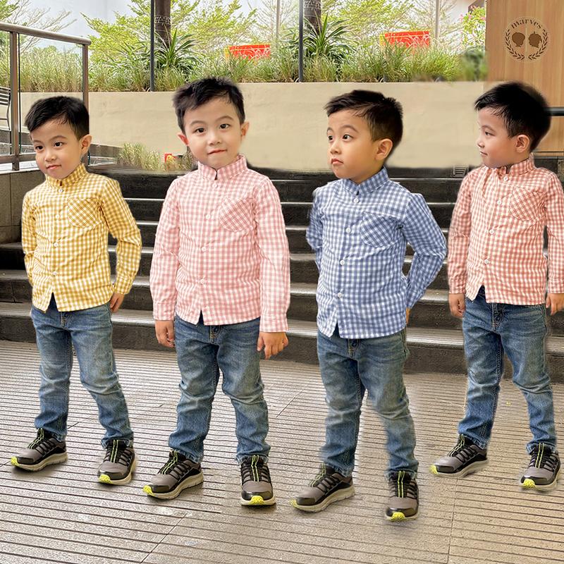 MARVES Arshaka Kemeja Kotak Kotak Baju Pakaian Anak Laki Lengan - Shop ...