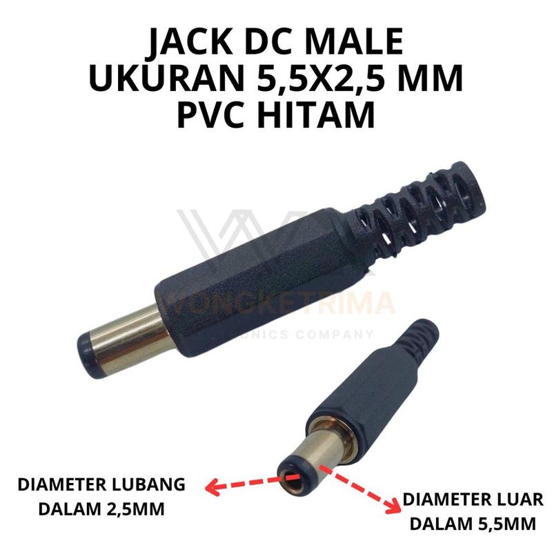 JACK DC MALE UKURAN 5,5X2,5MM JACK DC JANTAN CONNECTOR DC HTB - Shop ...