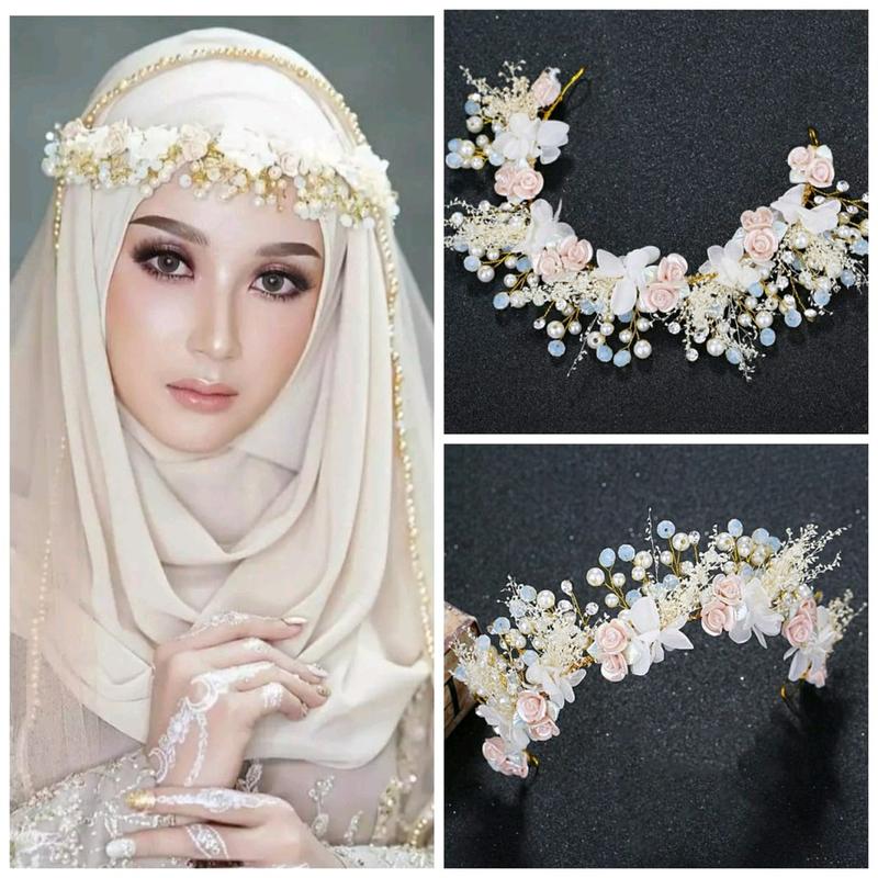 Rosalie Headpiece Mutiara Bunga Putih - Headpiece Hiasan Hijab - Shop ...