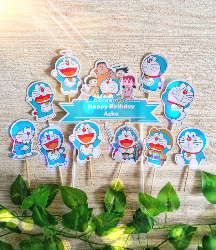 Topper Cake Karakter Doraemon (Gratis Custom Nama) untuk Dekorasi ...