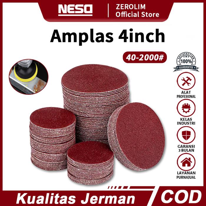 Promo NESO JERMAN Amplas bulat 4 Inch [COD] Grit Grid 40 60 80 120 150 ...