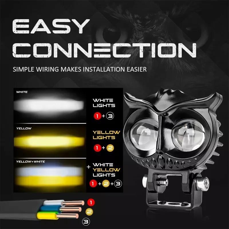 Mini Owl Driving Light Steady Led High Low Beam Dual Color White ...
