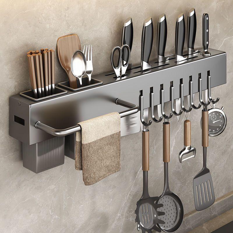 Extra Thick Knife Holder Punch-Free Kitchen Wall-Mounted Storage ...