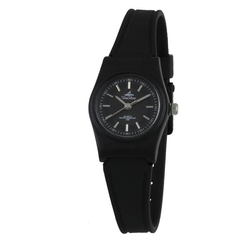 Women's UniSilver TIME Casual/ Analog/ black Rubber Strap/ Black ...