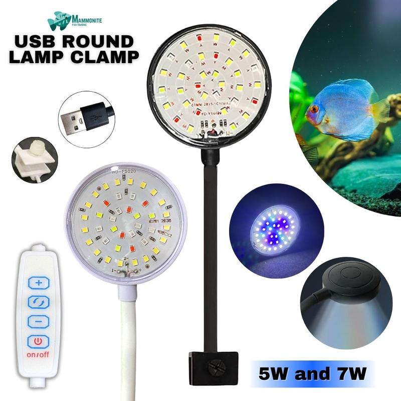 USB Round Clamp Lamp 5W and 7W for Small Tanks White Light, Tricolor ...