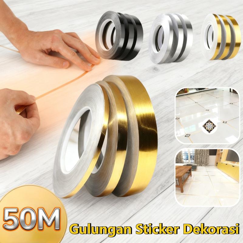 50M/Roll Gulungan Sticker Dekorasi Lantai Strip/ Gulungan Stiker ...
