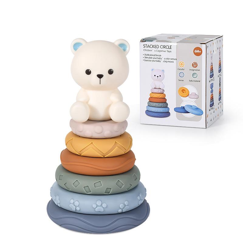 Infant soft rubber box Rainbow Spring Jenga baby teether children's ...
