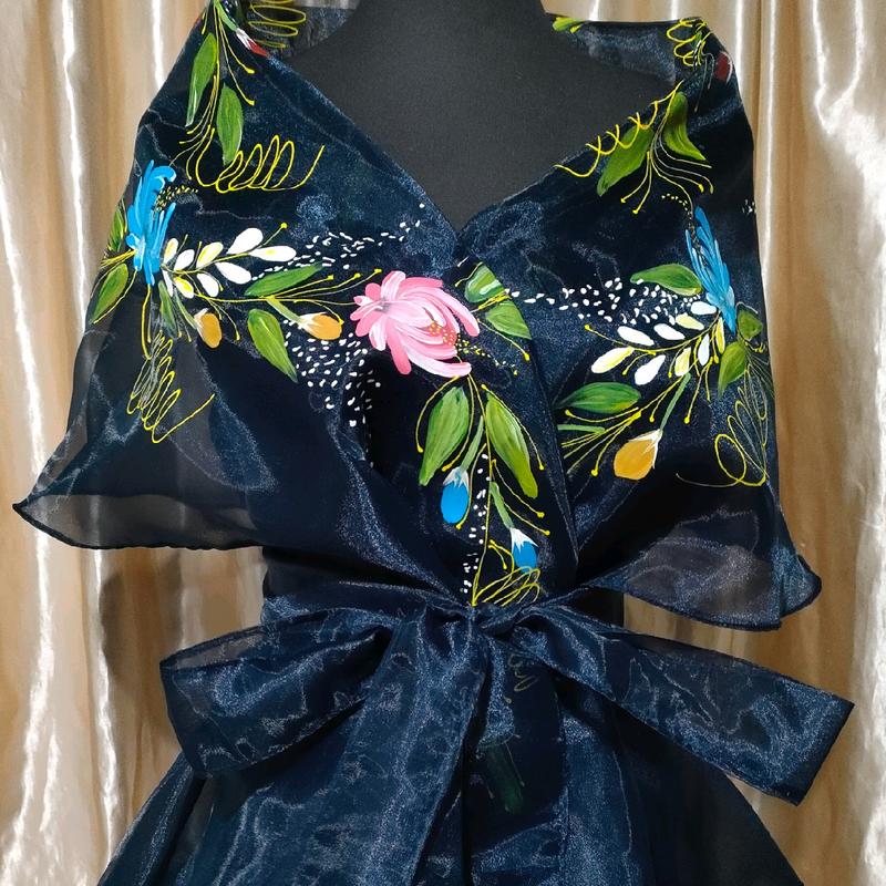Filipiniana Wrap around panuelo painting Navy Blue - TikTok Shop ...