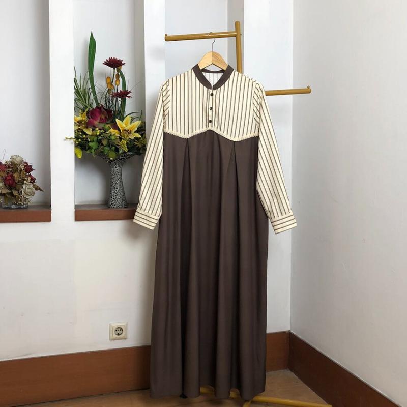 FADFAD Gaun Panjang dengan motif garis berlengan panjang untuk - Shop ...