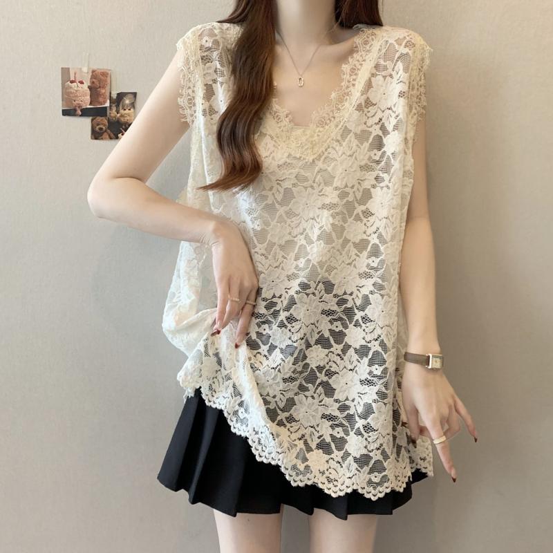 Áo Vest Không Tay Ren khoét Jacquard, Cổ Chữ V, Dành Cho Nữ, - TikTok Shop Vietnam