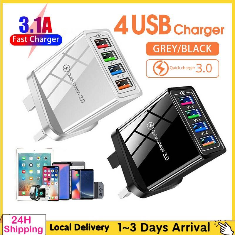 Spot Goods COD Portable 24W Fast Charging Adapter 4 USB Port - TikTok ...