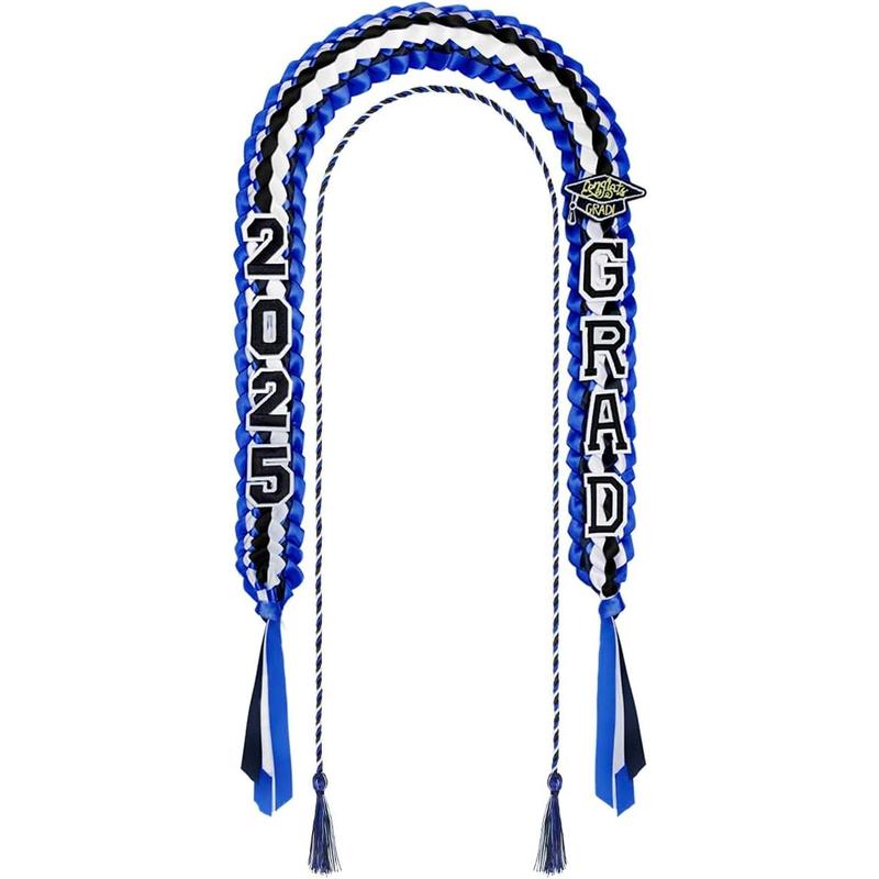Graduation Lei Set Class of 2025 Grad Ribbon Leis with Cord Double ...