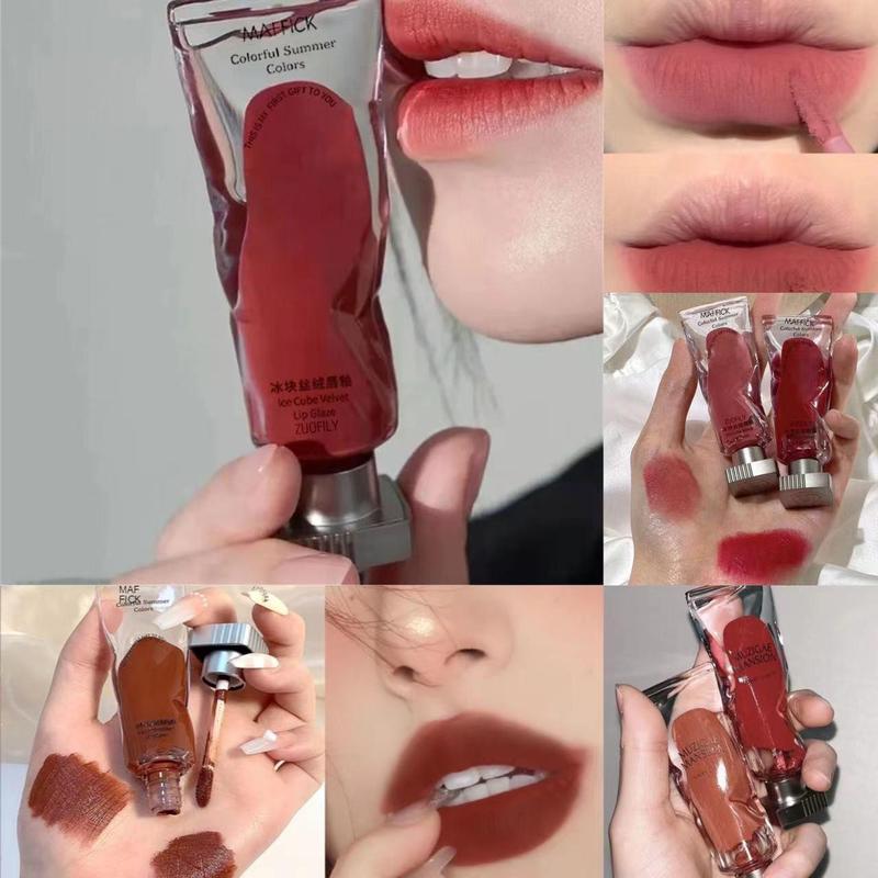 Hot Lip Gloss Lip Glaze Matte Lipstick / Ice Cube Transparen - TikTok ...