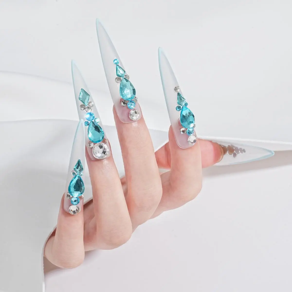 DIY Long Fake Nail with 1 Sheet Tape & 1 Piece Nail File, 10pcs ...