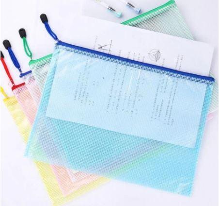 5 unit A4 Mesh Zip Fail Tahan Air Lutsinar untuk Dokumen Sekolah ...