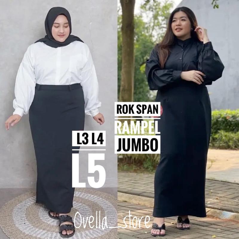 ROK SPAN KERJA WANITA/ROK SPAN RAMPEL SIZE JUMBO L3-L5 - Shop | Tokopedia