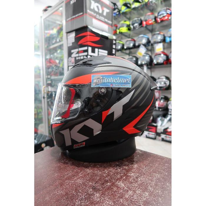 Jual KYT Falcon FR Radiant Black Red Matt Flat Visor Ready Pinlock ...