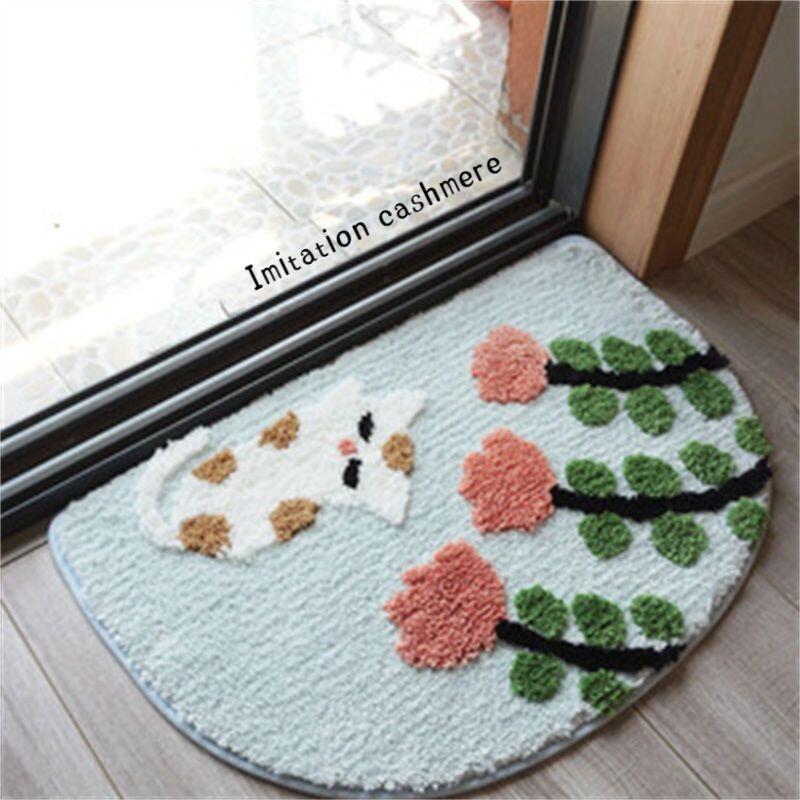 Small Fresh Semi round Plush Floor Mat Garden Flowers Bathroom - TikTok ...