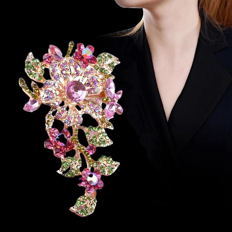 Kerongsang Bunga, Rekaan Mewah, Dihiasi Kristal, Korsaj Vintaj ...