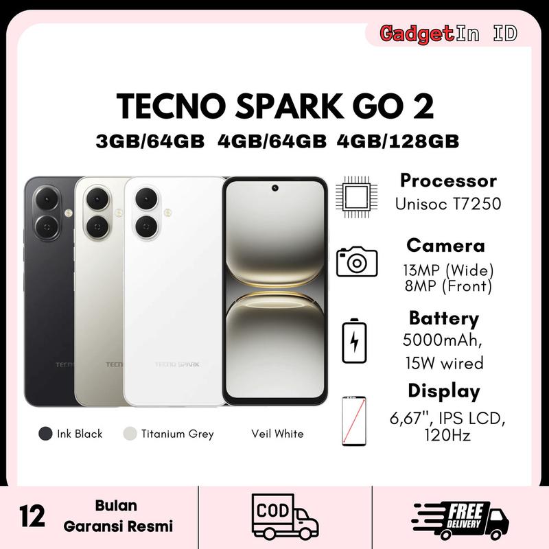 Tecno Spark Go 2 Ram 3GB/64GB 4GB/64GB 4GB/128GB - 120Hz Smooth Display ...