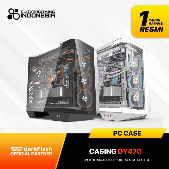 Promo Darkflash DY470 DY-470 Gaming PC Case ATX Casing Tempered Glass ...