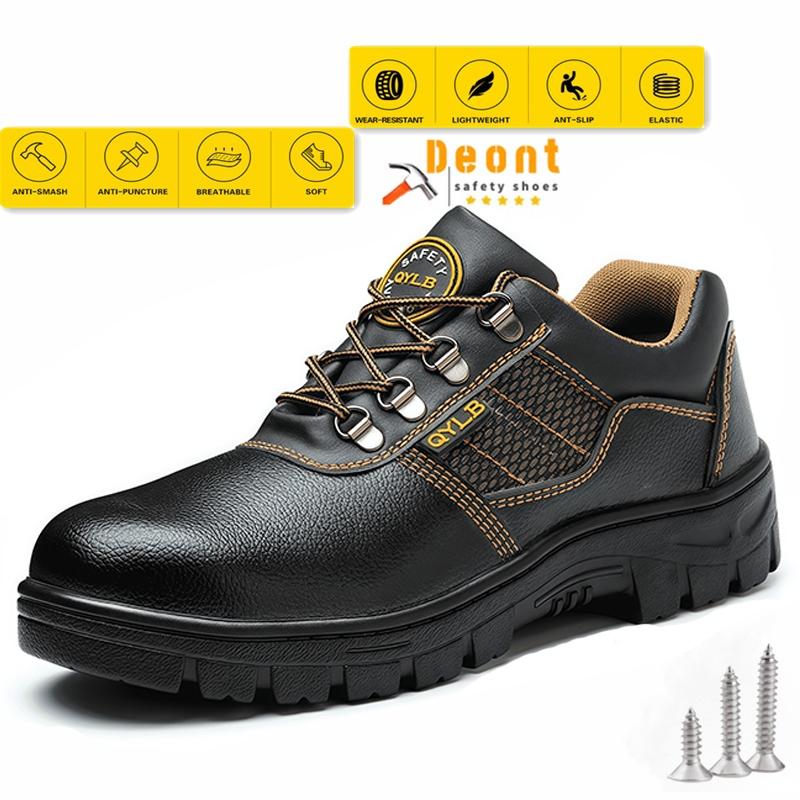DEONT casual leather safety shoes for men steel toe shoes outdoors ...