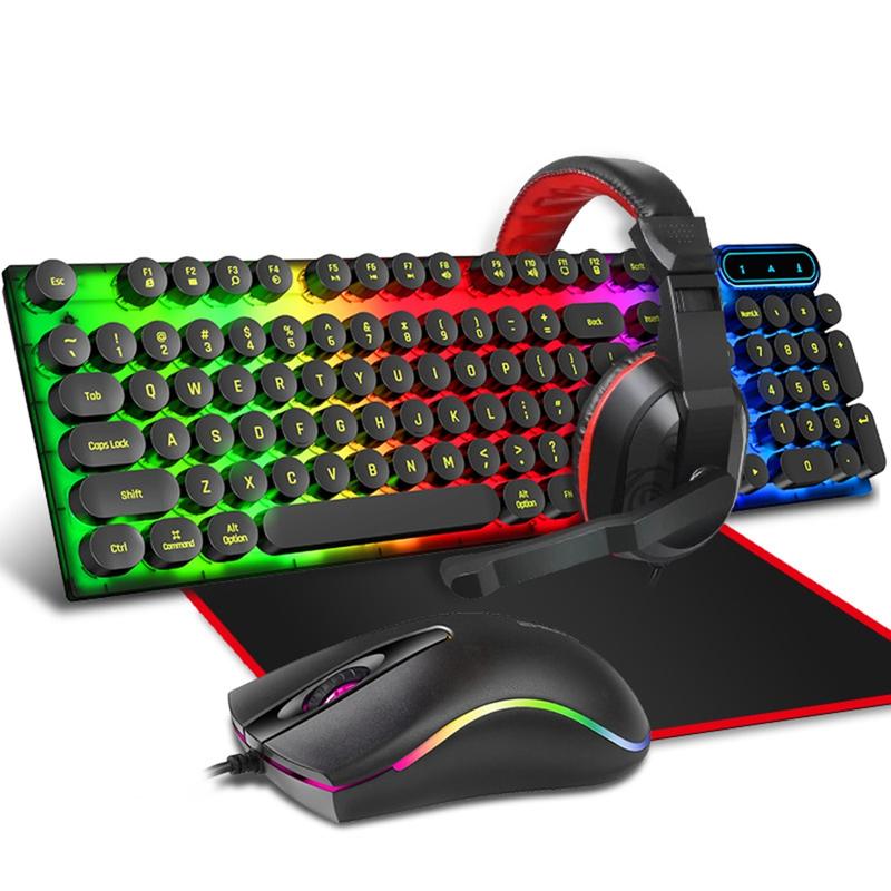 Mechanical RGB Rainbow Backlit Gaming Kit - Keyboard Mouse Headset ...