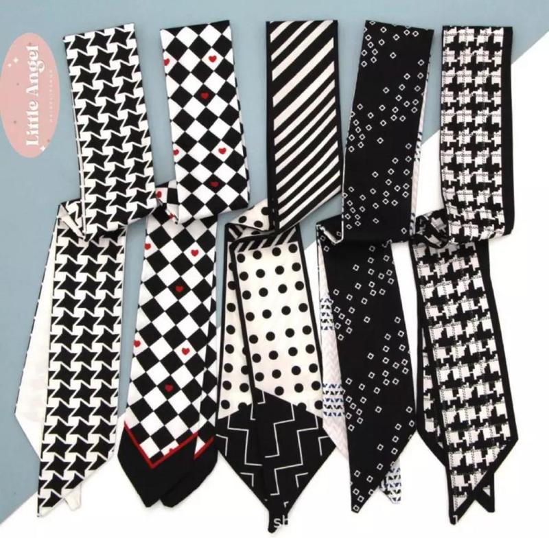 Little Angel - Syal Sutra Kecil Fashion Scarf Elegan Hitam Putih - Shop ...