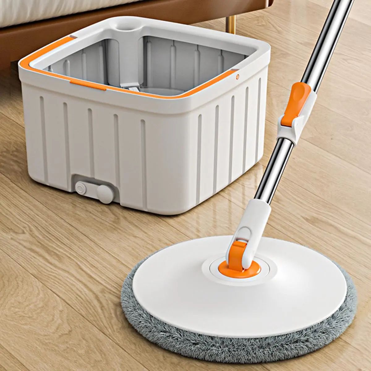 2pcs/set Spin Mop & Bucket Set with 1pc Mop Replacement Head, Long ...