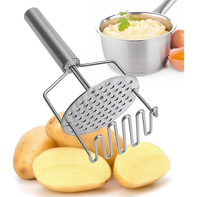 One, potato masher, stainless steel potato double masher, kitchen ...