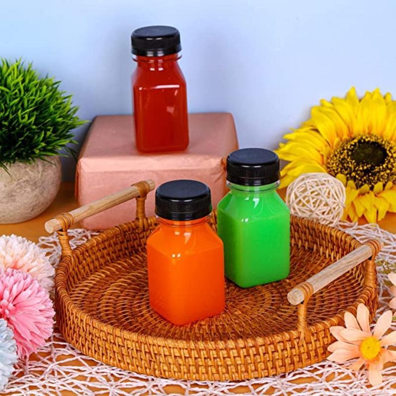 120ML 4Pcs Reusable Empty Plastic Juice Square bottle Clear Drink ...