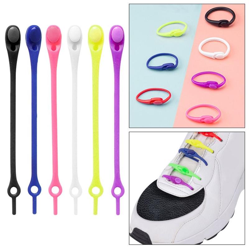 12Pcs/set Useful Silicone Stretch Shoelace Elastic Shoe Bands Sneakers ...