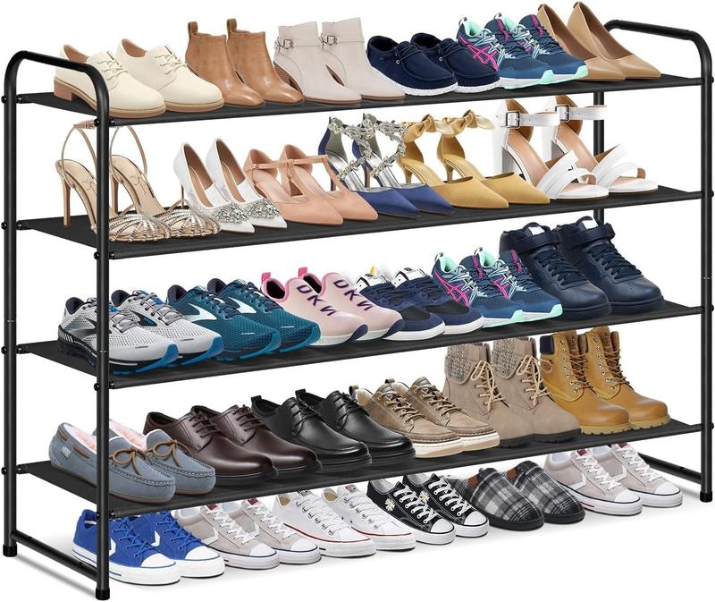 4 Tier Long Shoe Rack for Closet Floor, Wide Shoe Shelf Storage ...