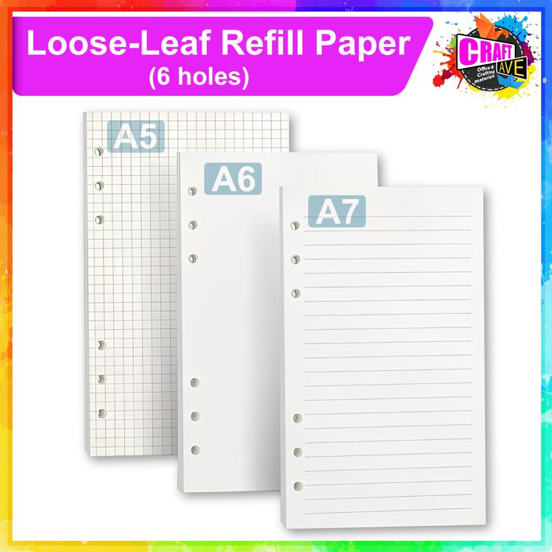 Loose-Leaf Refill Paper 6 Holes 45Sheets (90Pages) Notebook Spiral ...