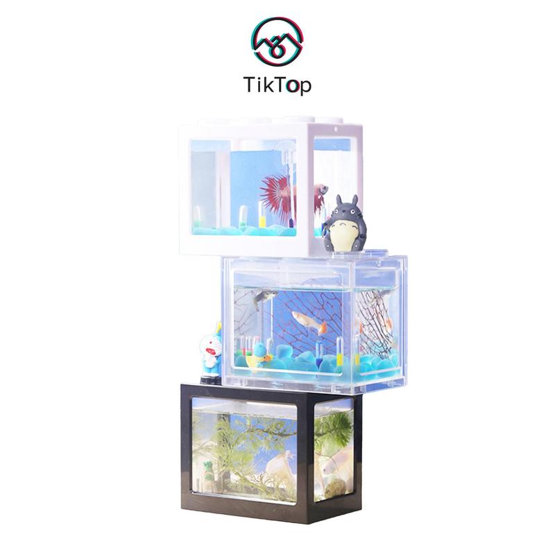 Tiktop Pet Fish Tank Brick & Block Aquarium Mini Desktop Fis - TikTok ...