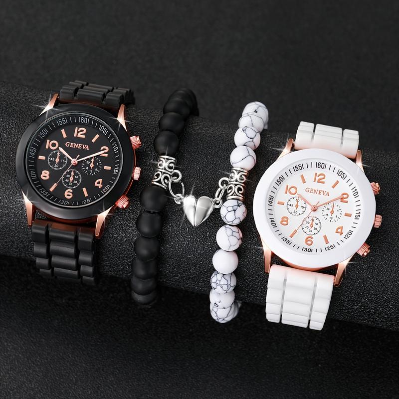 Jam Tangan Kuarza Pasangan Fesyen Kasual, Set 4, Jam Tangan Pergelangan ...