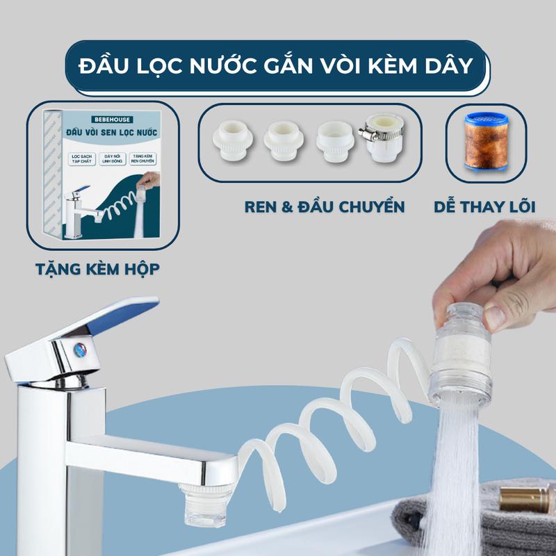 Đầu vòi lọc nước lavavo kèm dây vòi, lọc tạp chất, clo có trong ...