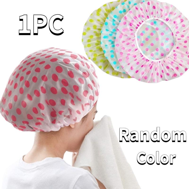 Topi mandi anjal tebal untuk wanita, topi polka dot kalis ai - TikTok ...
