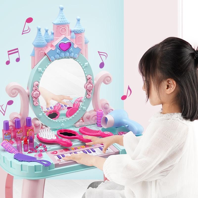 Pretend Princess Girls Vanity Table with Piano Playing Dressing ...