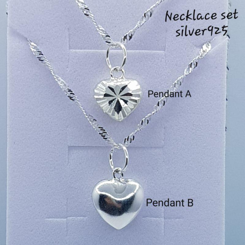 (offer set)Necklace set with heart shaped original silver925 - TikTok Shop Malaysia